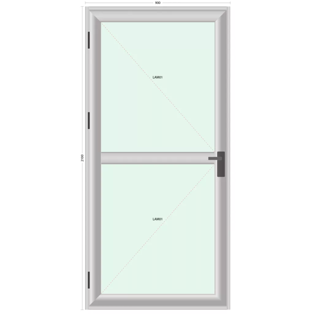 Single Hinge Door With Midrail 900 X 2100 - Aluminium Windows & Shopfronts